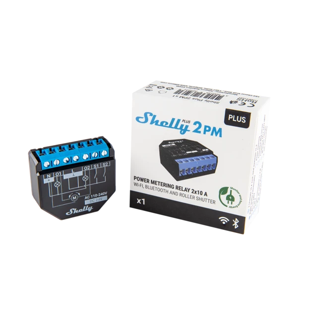 WiFi Relay with consumption monitoring and blind control Plus2 Shelly